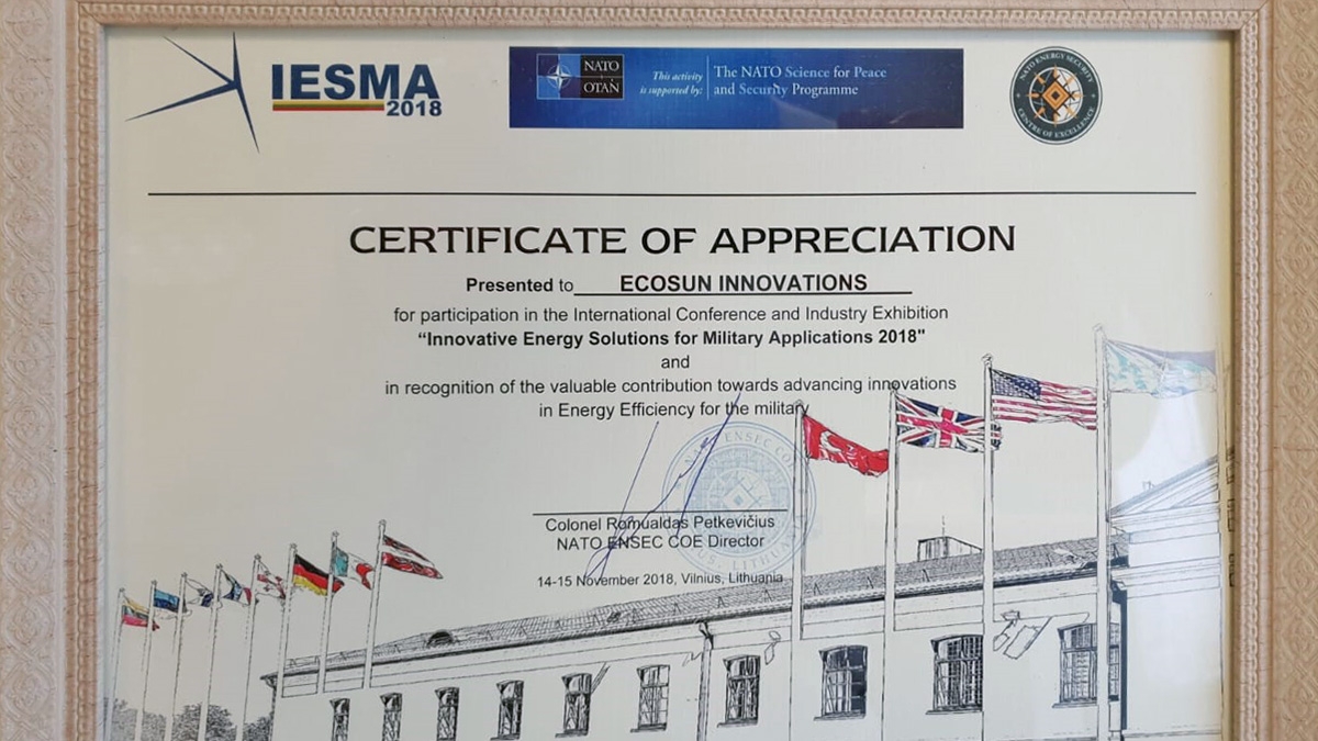 Ecosun Innovations products granted NATO certification | ECOSUN innovations